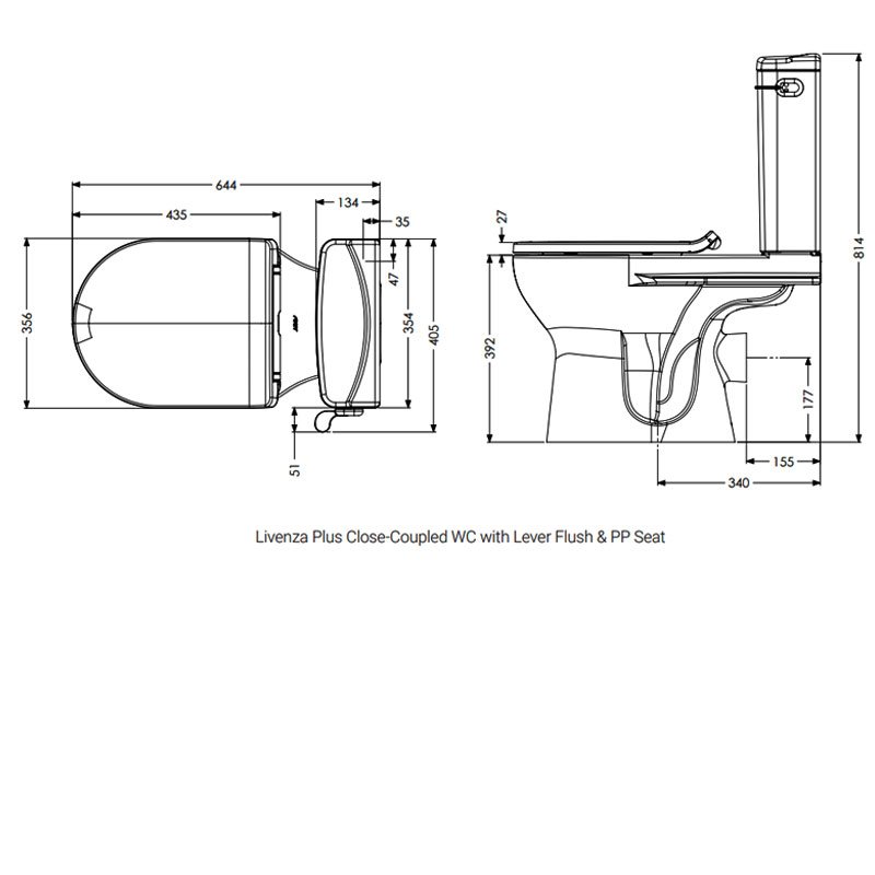 AKW Close Coupled Toilet | 23901+23902+23588 | Vitreous China | White