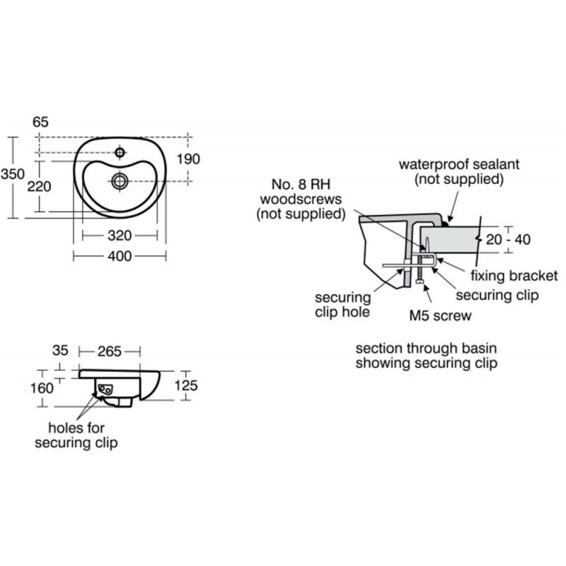 Armitage Shanks Contour 21 Semi Recessed Basin | S043601 | 400mm | 1TH