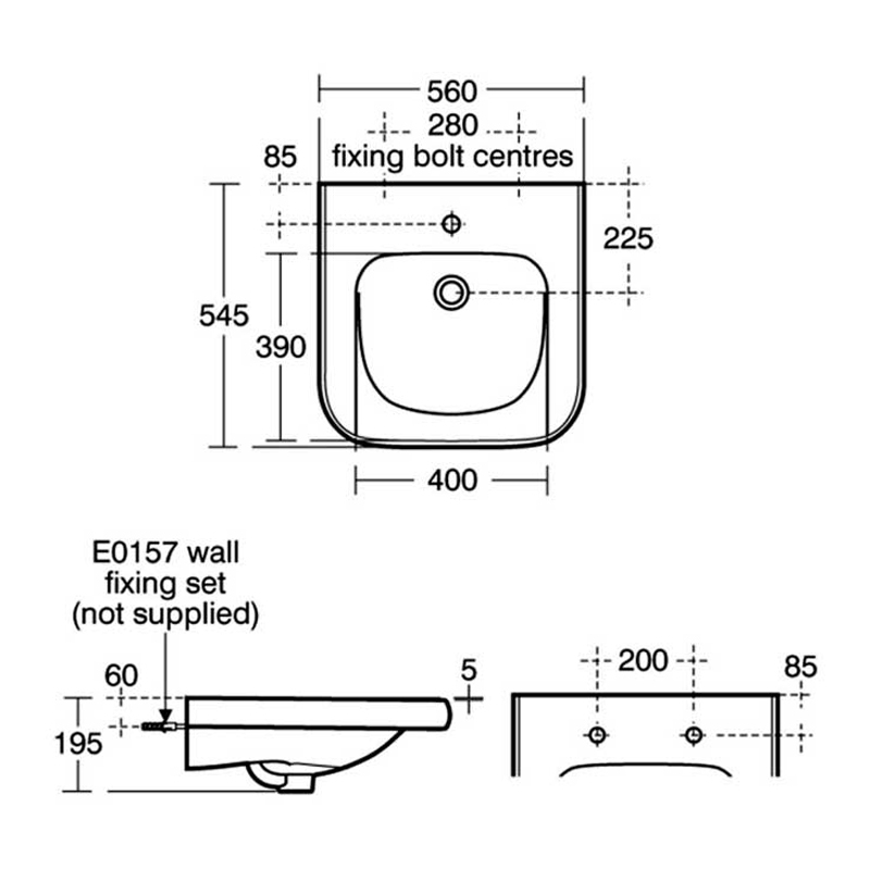 Armitage Shanks Contour 21 Wall Hung Basin | S216501 | 560mm | 1TH