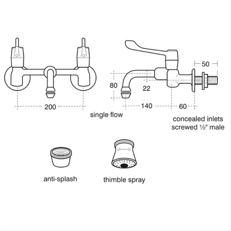 Armitage Shanks Markwik Kitchen Sink Mixer | S8230AA | Wall Mounted ...