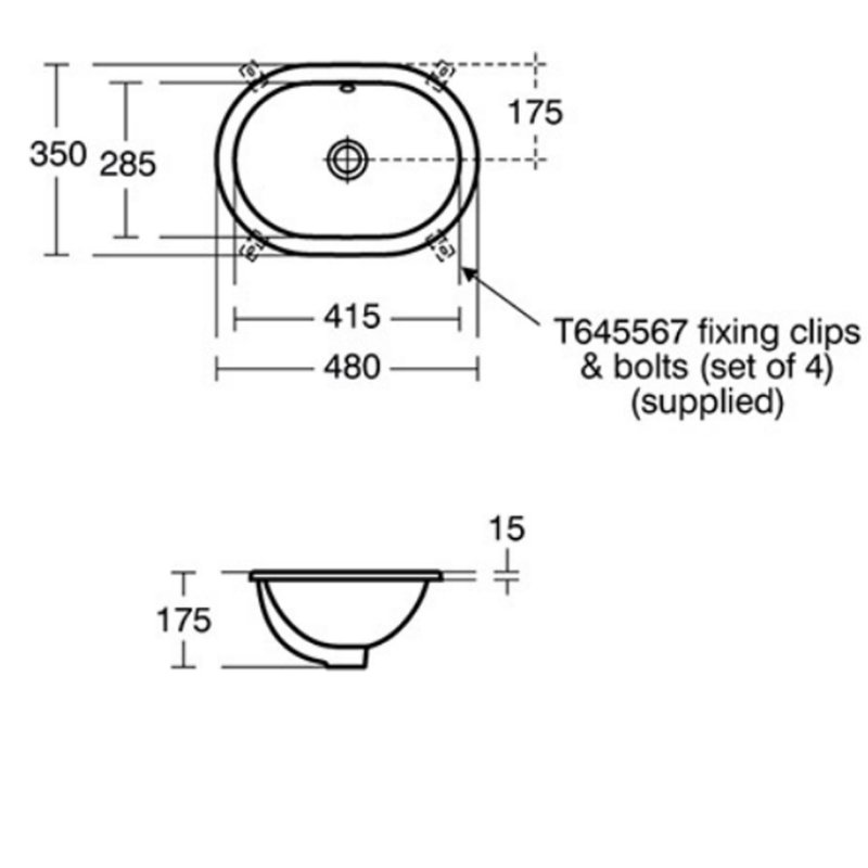 Armitage Shanks Marlow 21 Inset Basin | S268401 | 480mm | 0TH