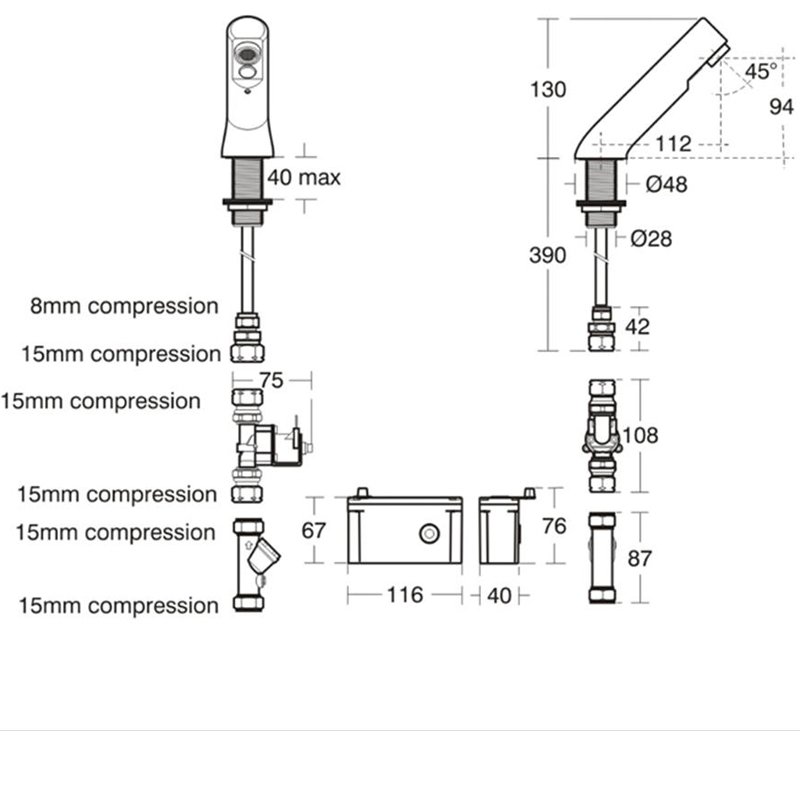 Armitage Shanks Sensorflow 21 Basin Mixer | A4852AA | Deck Mounted | Chrome