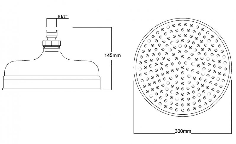 Bayswater Round Shower Head | BAYS303 | 300mm | Chrome