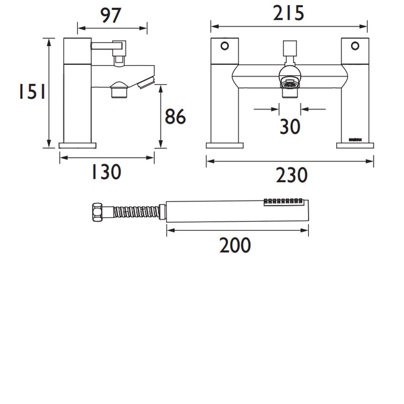 Bristan Blitz Bath Shower Mixer | BTZ BSM C | Pillar Mounted | Chrome
