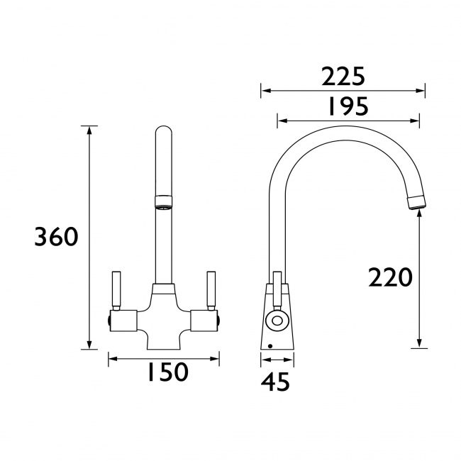 Bristan Monza Sink Mixer Tap | MZ SNK EF BLK | Deck Mounted | Black