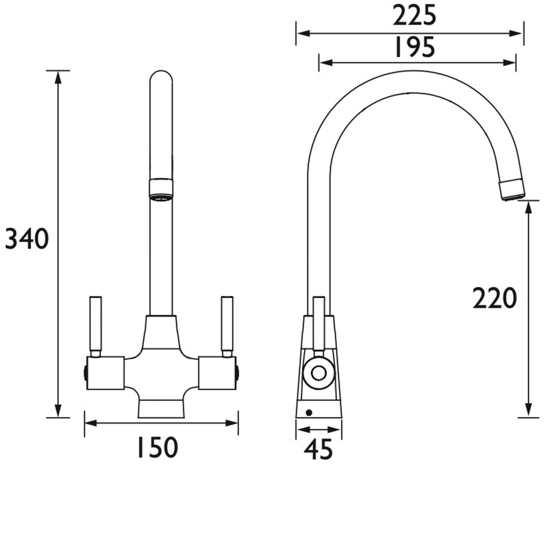 Bristan Monza Sink Mixer Tap | MZ SNK EF BLK | Deck Mounted | Black