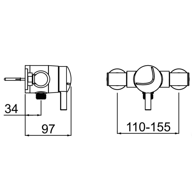 Bristan OPAC Shower Valve | MINI2 TS1203 EL C | Exposed | Chrome