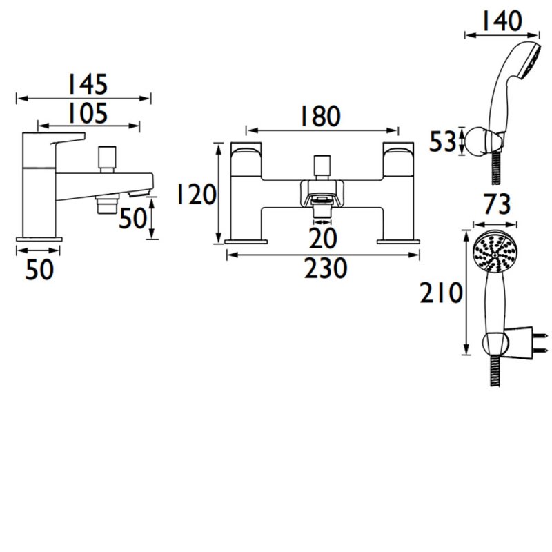 Bristan Quest Bath Shower Mixer | QST BSM C | Pillar Mounted | Chrome