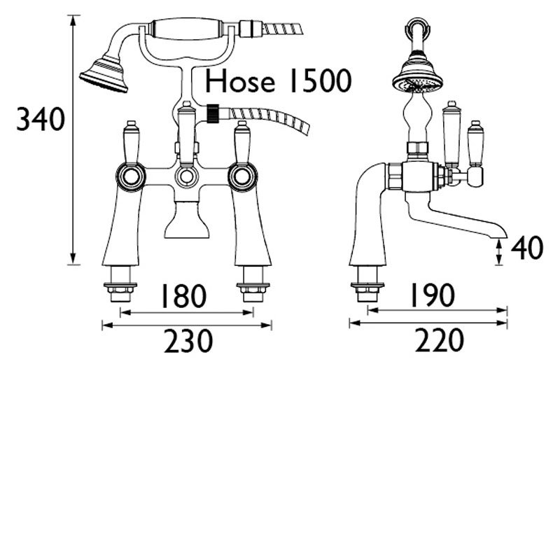Bristan Renaissance Bath Shower Mixer | RS2 BSM C | Pillar Mounted | Chrome