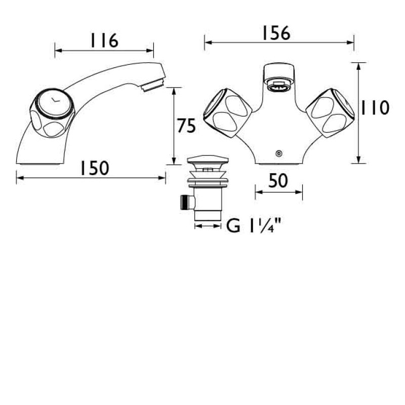 Bristan Value Club Basin Mixer | VAC BAS C MT | Deck Mounted | Chrome