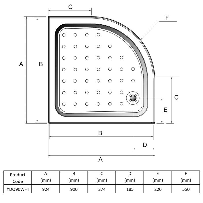 Coram Coratech Quadrant Shower Tray 924mm X 924mm Ydq90whi