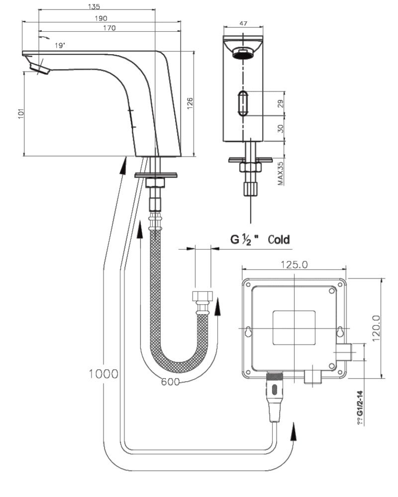 Deva Commercial Basin Tap (Single) | SENSOR7/D | Deck Mounted | Chrome