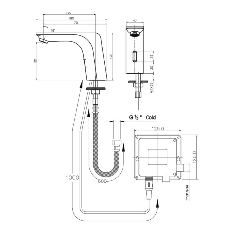 Deva Commercial Basin Tap (Single) | SENSOR7/D | Deck Mounted | Chrome