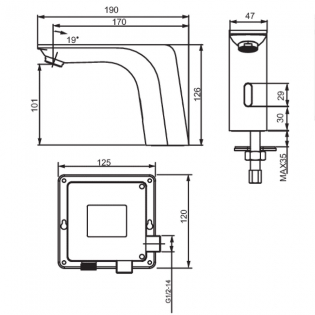 Deva Commercial Basin Tap (Single) | SENSOR7/D | Deck Mounted | Chrome