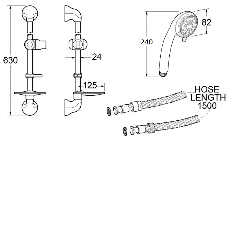 Deva Slider Rail Shower Kit | KITM03 | Traditional | Chrome