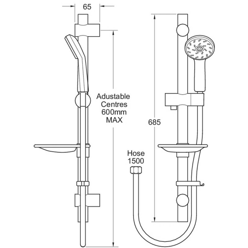 Deva Slider Rail Shower Kit | KK1 | Modern | Chrome/Graphite