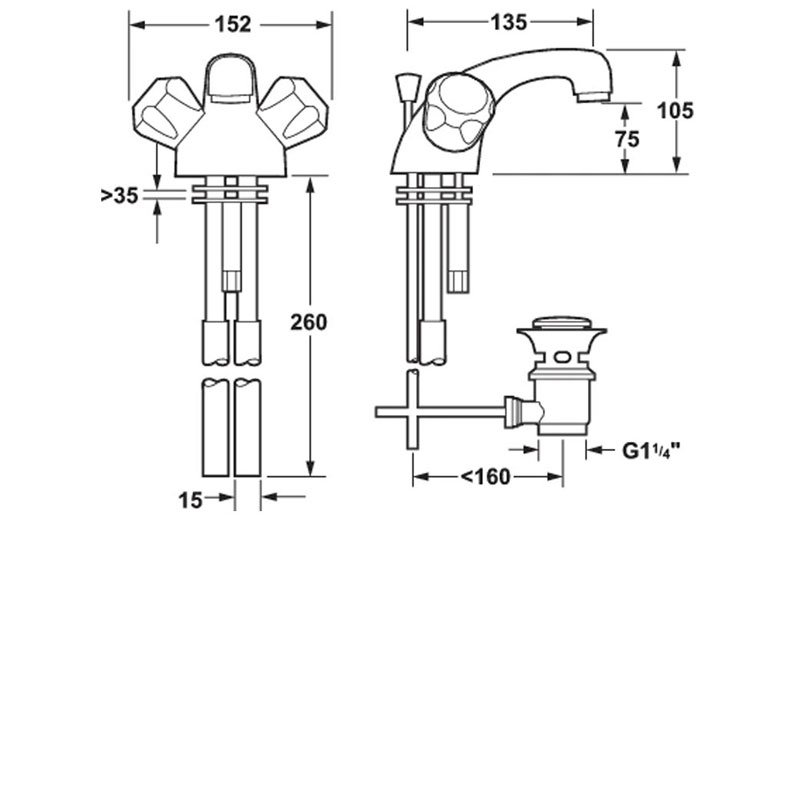 Deva Profile Basin Mixer | DCM113/501 | Deck Mounted | Gold