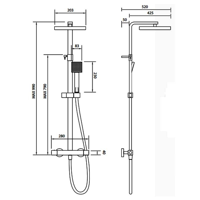 Deva Savvi Bar Shower | SCTSDEF | Outlet | Chrome