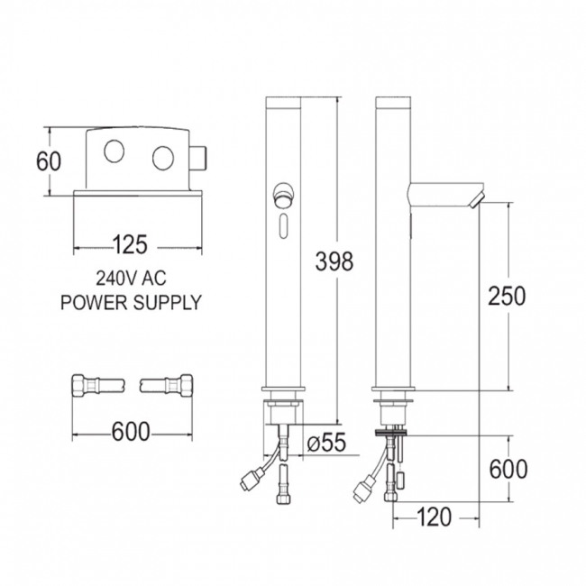 Deva Sensor Basin Tap (Single) | SENSOR3/D | Deck Mounted | Chrome