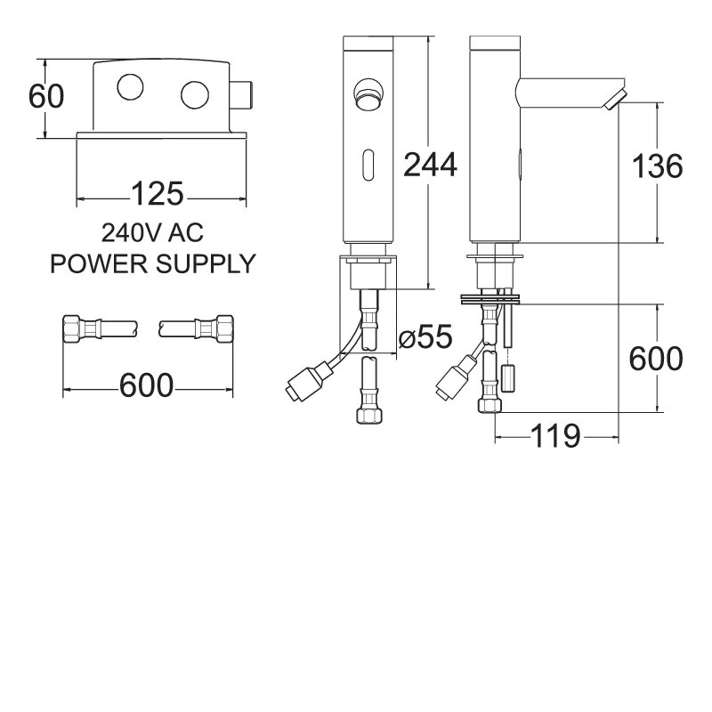 Deva Sensor Basin Tap (Single) | SENSOR4/D | Deck Mounted | Chrome