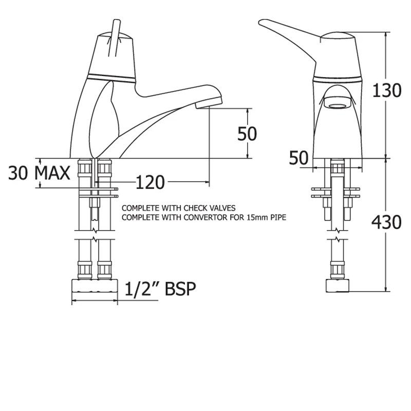 Deva TMV3 Basin Mixer | SOL003 | Deck Mounted | Chrome