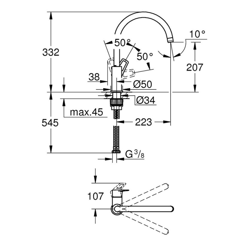 Grohe Bauloop Kitchen Sink Mixer Tap | 31368001 | Deck Mounted | Chrome