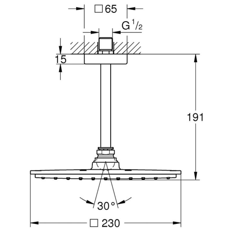 Grohe Square Shower Head | 26065000 | 230mm | Chrome