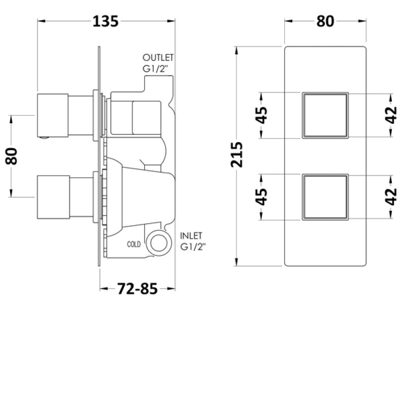 Hudson Reed Modern Shower Valve | SQRTW01 | Concealed | Chrome