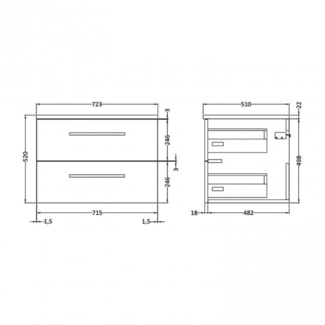 Hudson Reed Quartet Vanity Unit | 720mmmm | QUA007LCM | Charcoal Black ...