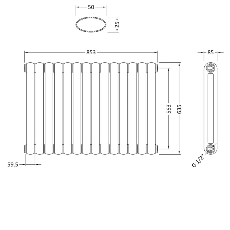 Hudson Reed Salvia Designer Radiator | HSA008 | 635mm x 853mm | Anthracite