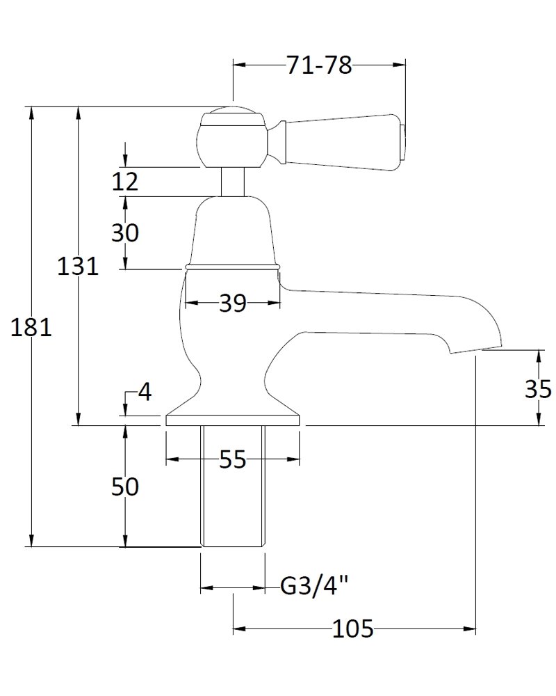 Hudson Reed Topaz Lever Bath Taps (Pair) | BC302DL | Deck Mounted | Chrome