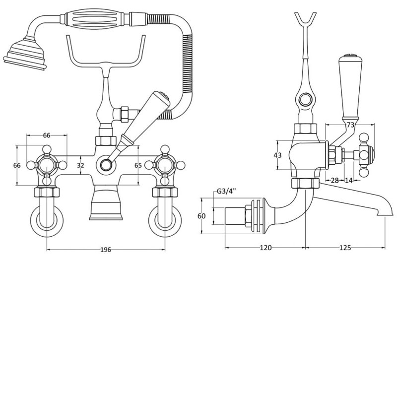 Hudson Reed Topaz Bath Shower Mixer | BC404HXWM | Wall Mounted | Chrome ...