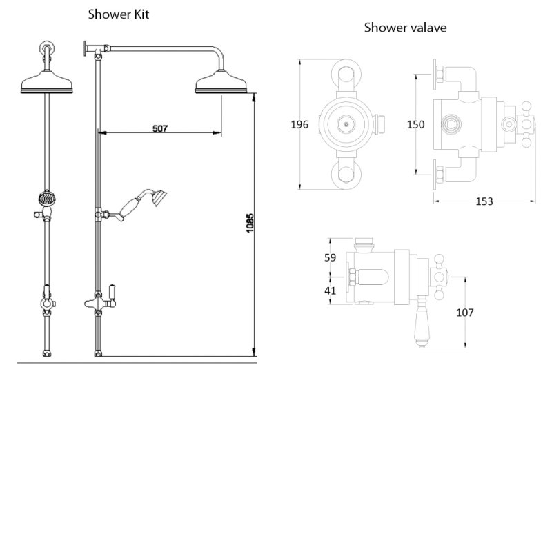 Hudson Reed Traditional Exposed Shower | TSVT104+AM312 | 2 Outlet | Chrome