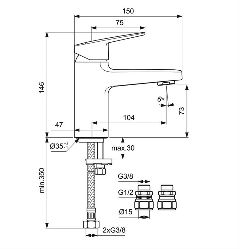 Ideal Standard Ceraplan Basin Mixer Tap | BD220AA | Deck Mounted | Chrome