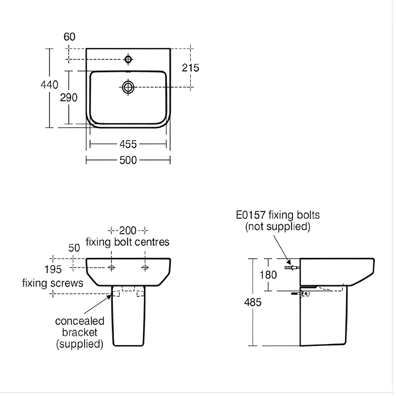 Ideal Standard I.Life B Basin | E256101 + E261501 | 550mm | 1TH