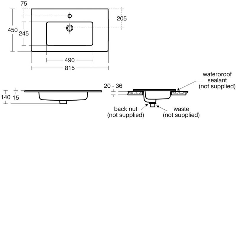 Ideal Standard Tempo Inset Basin | E066901 | 815mm | 1TH