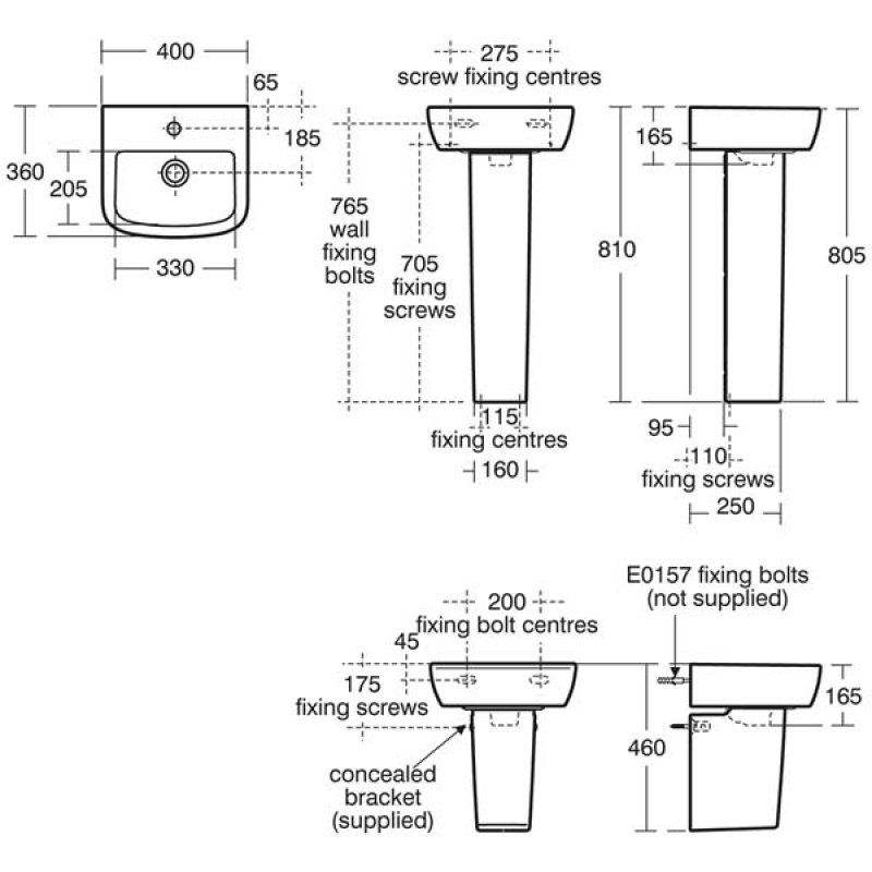 Ideal Standard Tempo Full Pedestal Basin | T059301+T427201 | 400mm | 1TH