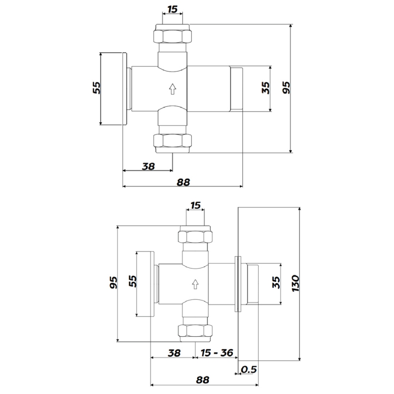 Inta Commercial Shower Valve | TF992CP | Exposed | Various