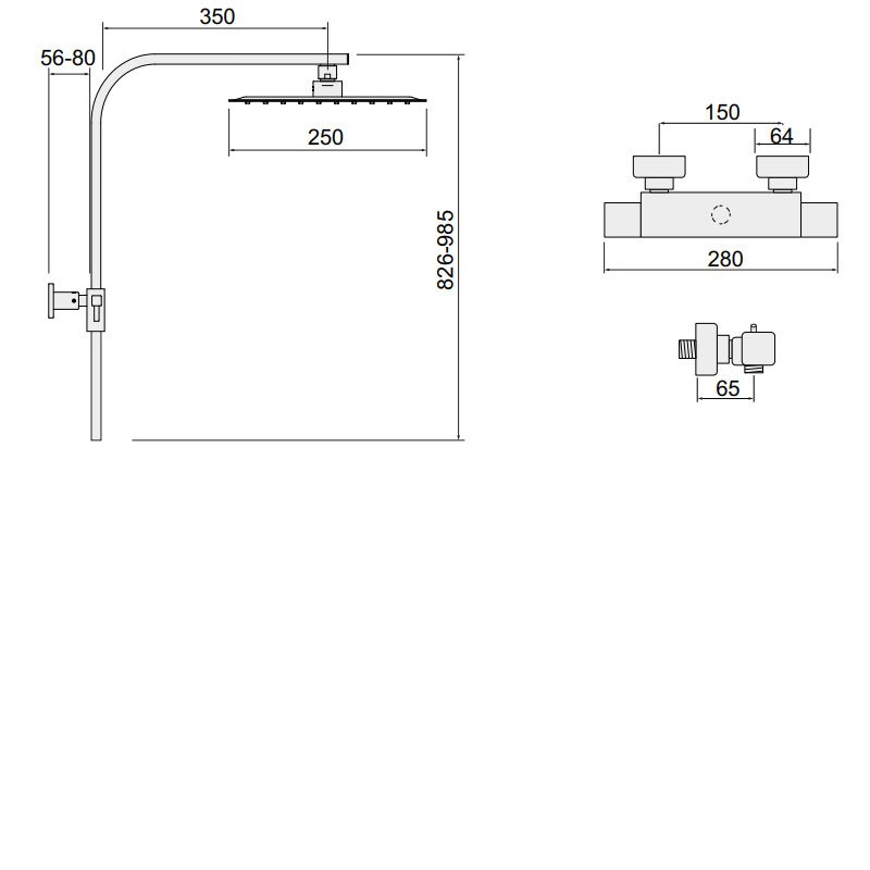 Inta Mio Bar Shower | MM10032CP | 2 Outlet | Chrome