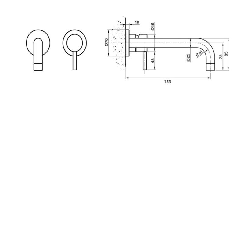 Just Taps Plus Inox Basin Mixer | IX091 | Wall Mounted | Stainless Steel