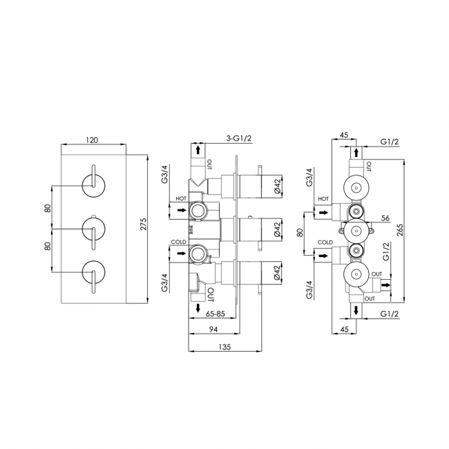 Just Taps Plus Studio Kio Shower Valve | KIO691 | Chrome