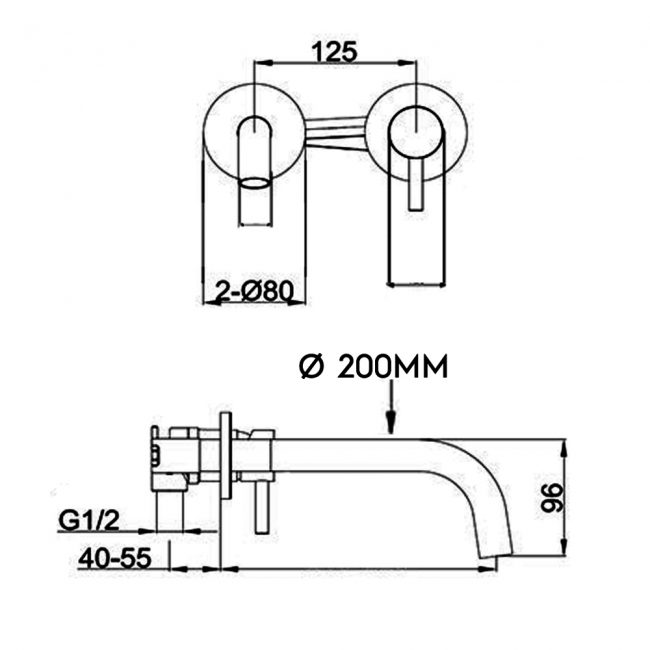 Just Taps Plus Vos Basin Mixer | DH23173BBRMP | Wall Mounted | Brushed ...
