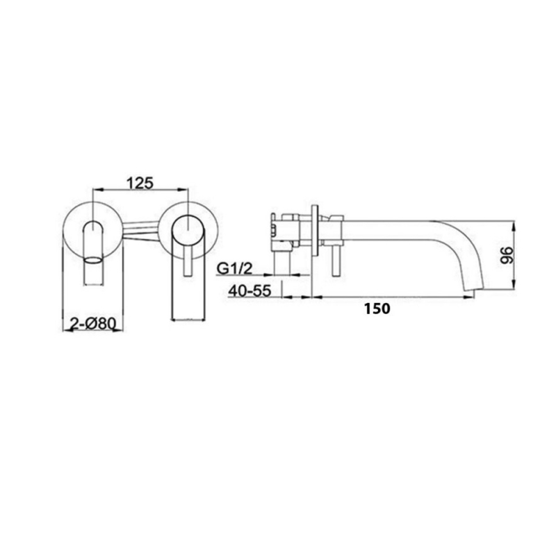 Just Taps Plus Vos Basin Mixer | 27273BBLSP | Wall Mounted | Brushed Black