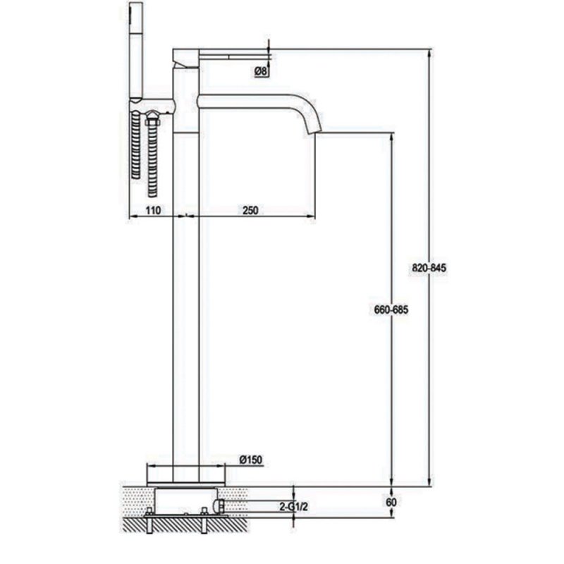 Just Taps Plus Vos Bath Shower Mixer | 27534BBL | Floor Mounted ...