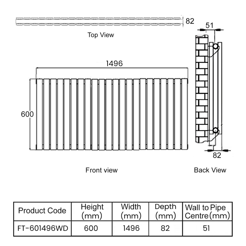 MaxHeat Deshima Double Designer Radiator | White | 600mm x 1496mm