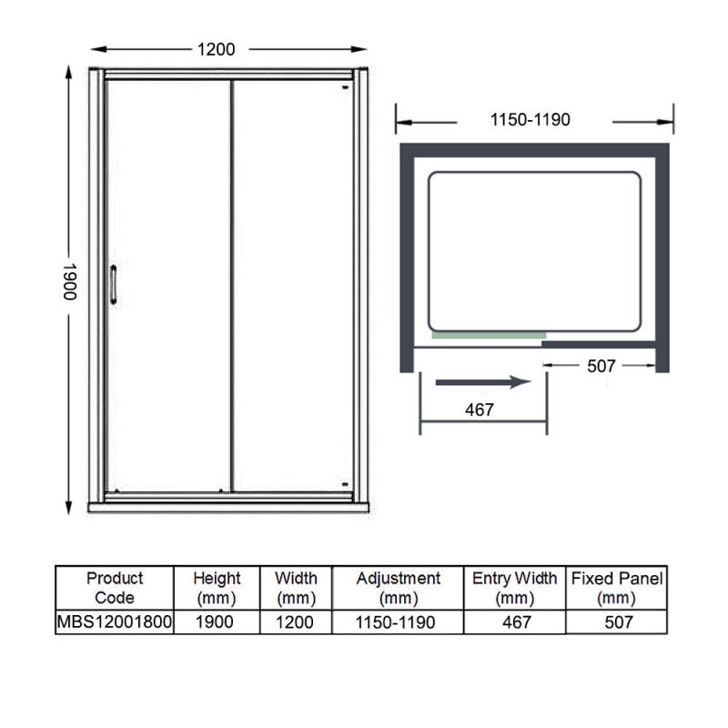Merlyn Mbox Loft Sliding Shower Door | 1200mm | MBS1200/1800