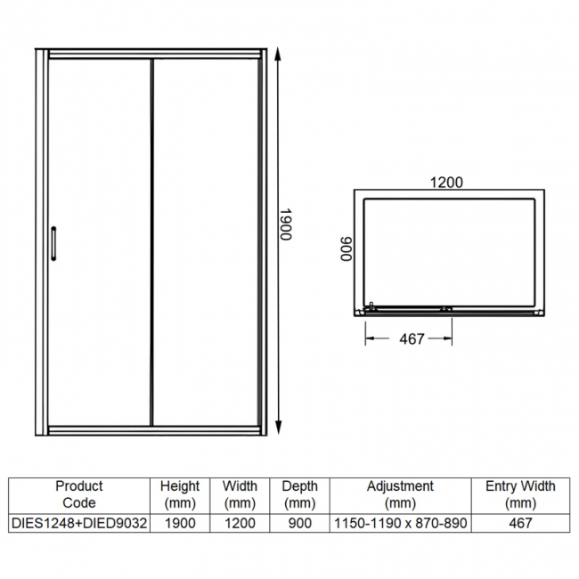 Merlyn Vivid Boost Shower Enclosure | 1200x900mm | DIES1248 + DIED9032