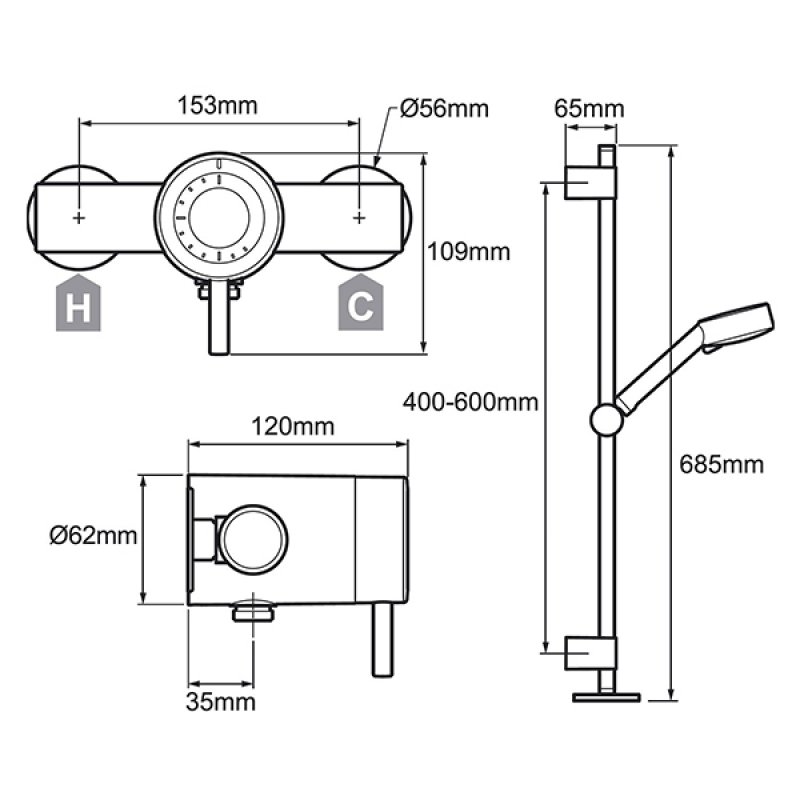 Mira Element Concealed Shower | 1.1656.002 | 1 Outlet | Chrome