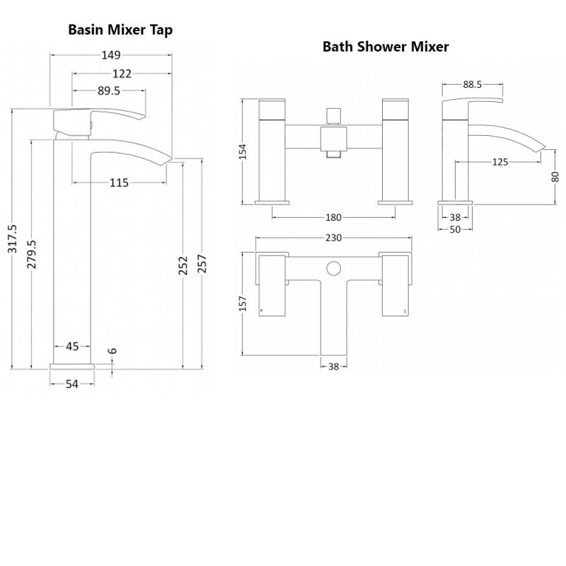 Nuie Vibe Tap Set | TSI307+TSI304 | Chrome
