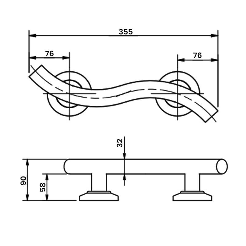 NYMAS Stainless Steel Grab Rail | 310235/SP | Curved | Polished